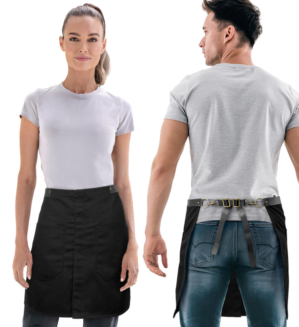 Half Apron - Genuine Leather Straps & Loops - Split-Leg - Restaurant ...