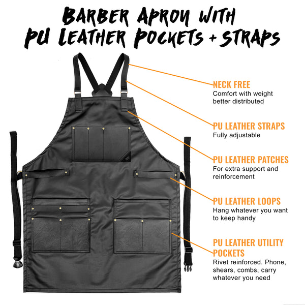 Barber Apron - Leather Straps, Pockets, Loops & Reinforcements ...